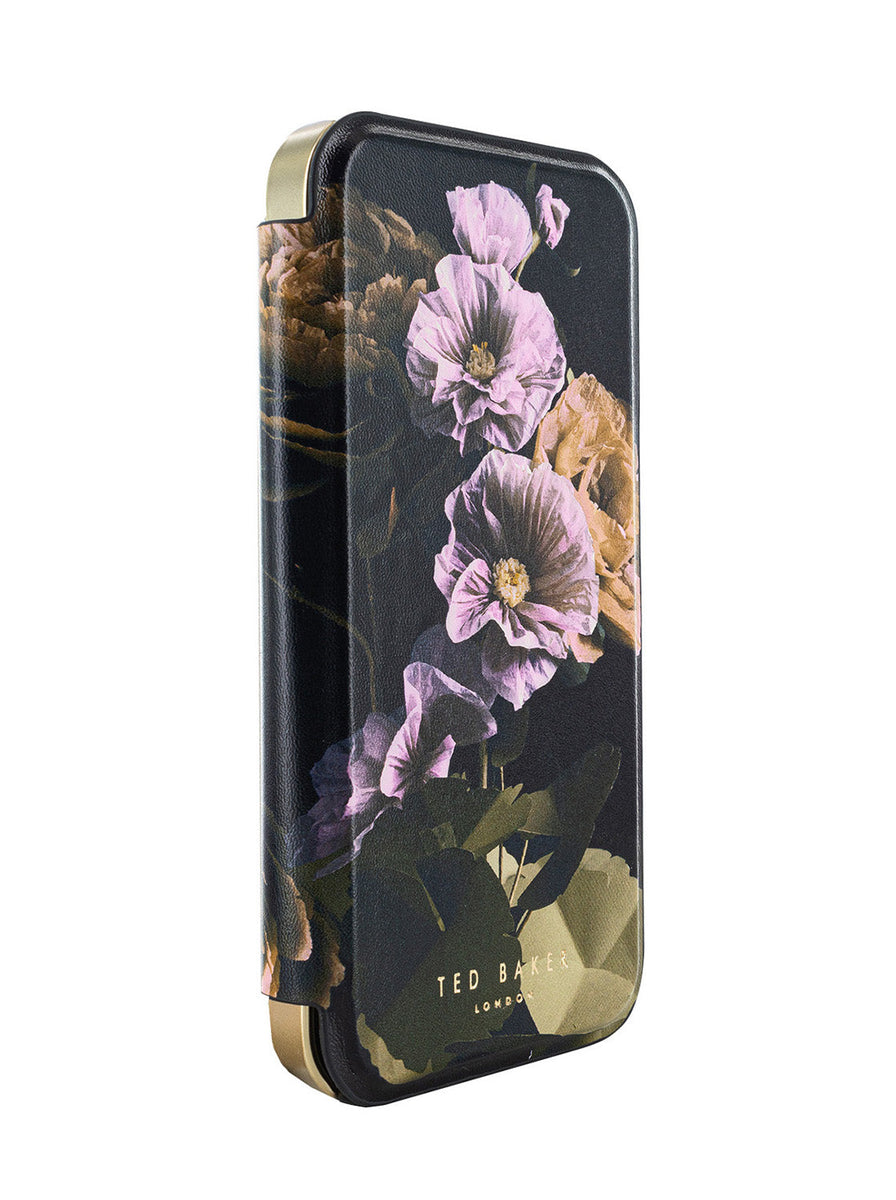 Ted Baker Black Paper Flowers Mirror Folio Phone Case for iPhone 16 Pr ...