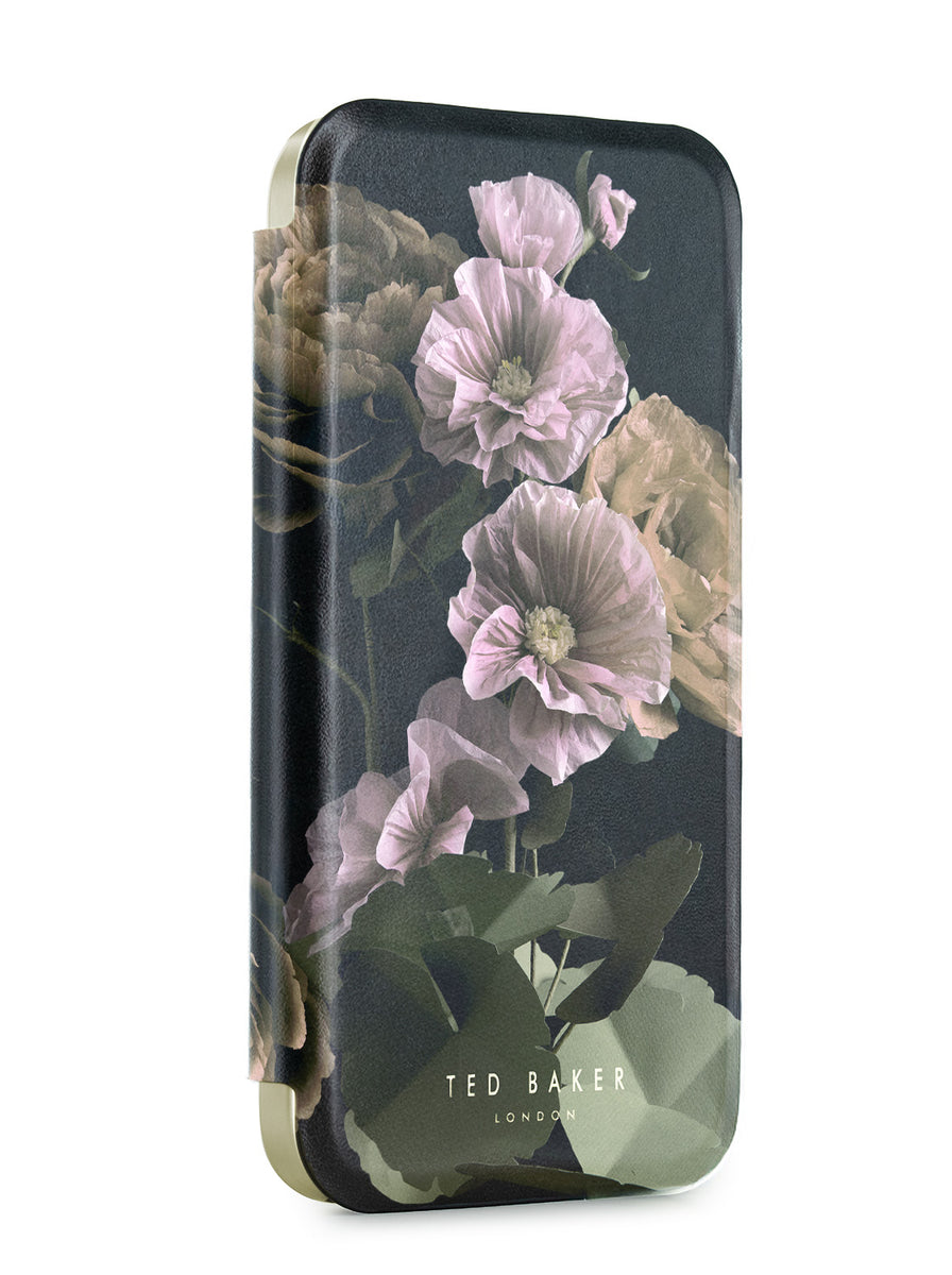 Ted Baker Black Paper Flowers Mirror Folio Phone Case for iPhone 16e ...